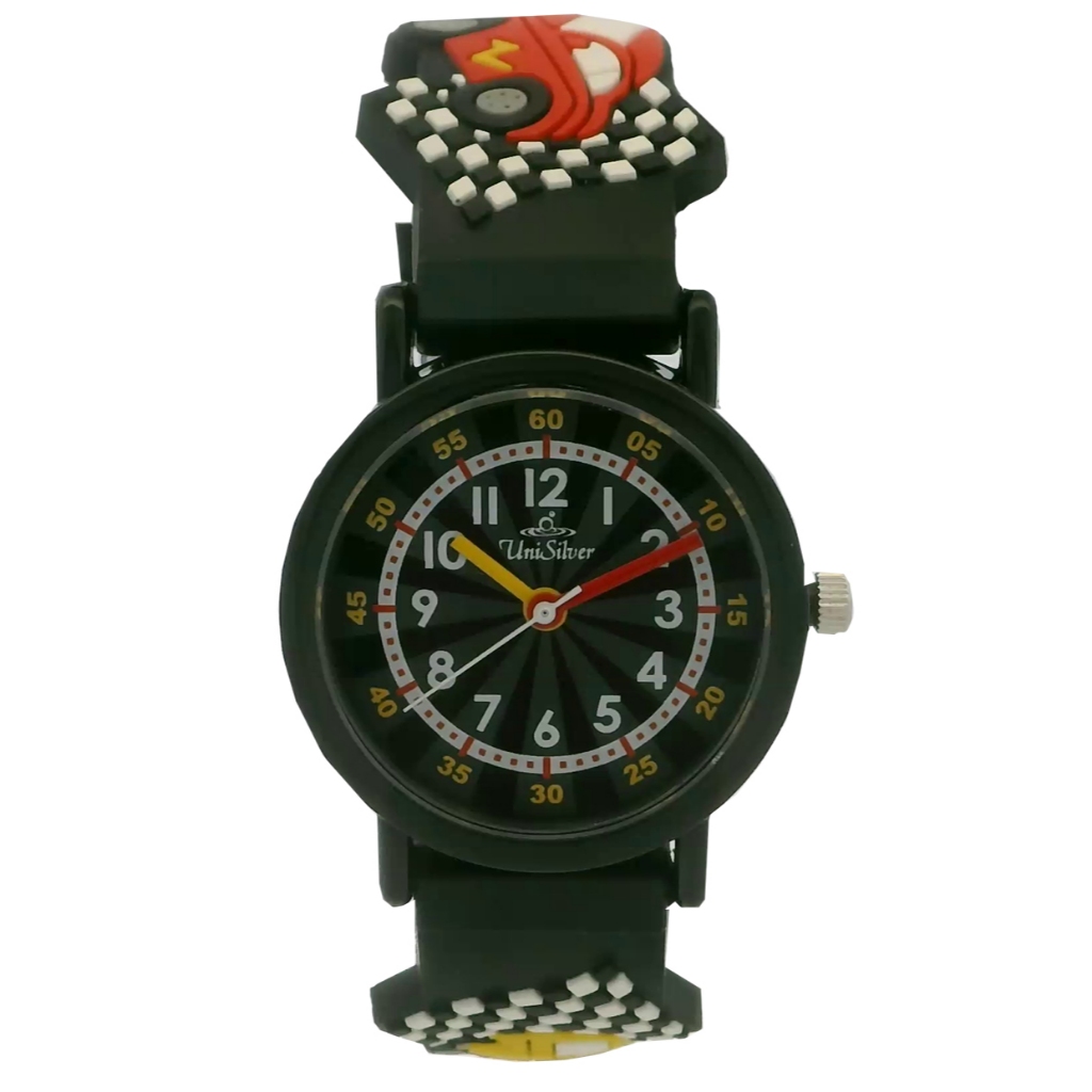 UniSilver TIME Men's Kids Black with CAR Design Analog Rubber KW5138 ...