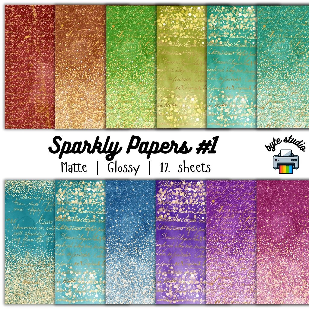 12 Sheets 8x8 Sparkly Papers #1 by byte studio | Cardstock Craft Paper ...