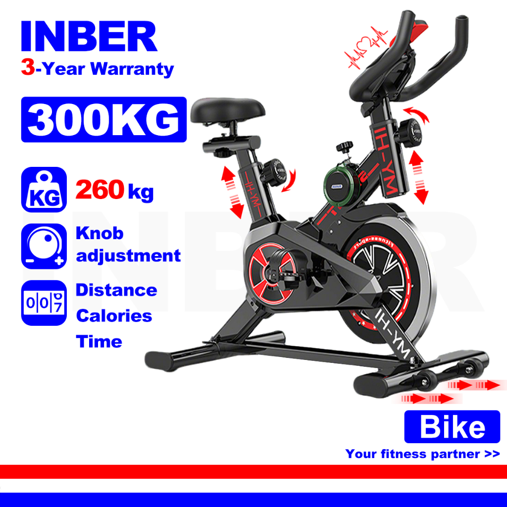 INBER Spinning Bike Stationary Bike Adjustable Resistance Heart Rate ...