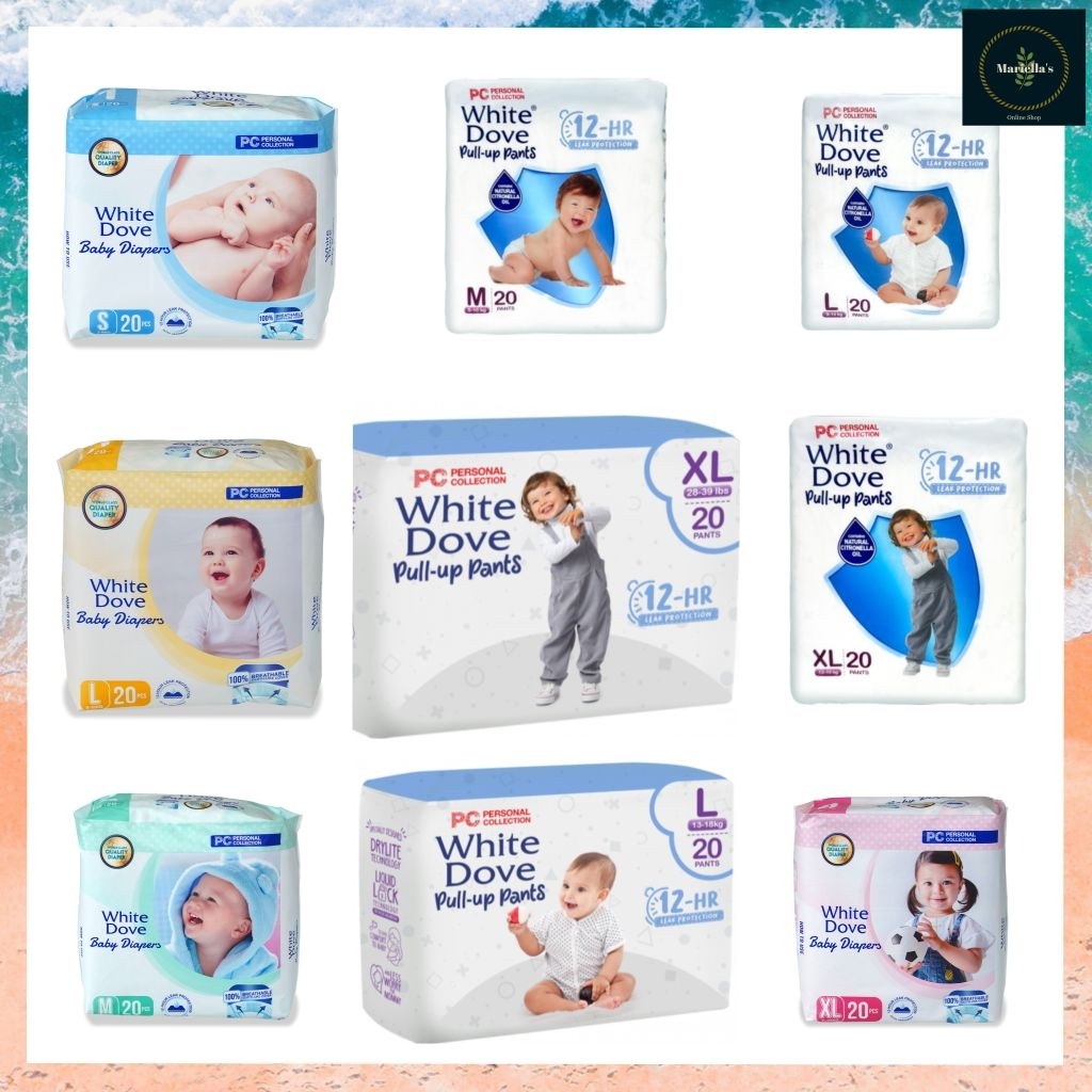 PC Personal Collection White Dove Baby Diapers 20 pcs per pack | Shopee ...