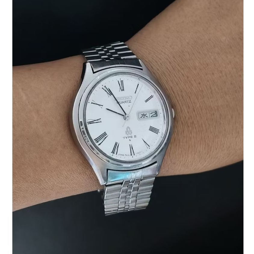 Seiko Type II Vintage Kanji Day Date Roman Numerals Mens Watch Japan ...