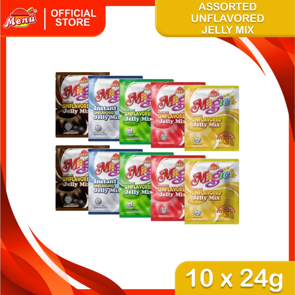 Menu Magic Assorted Unflavored Jelly Mix 24g x 10packs | Shopee Philippines