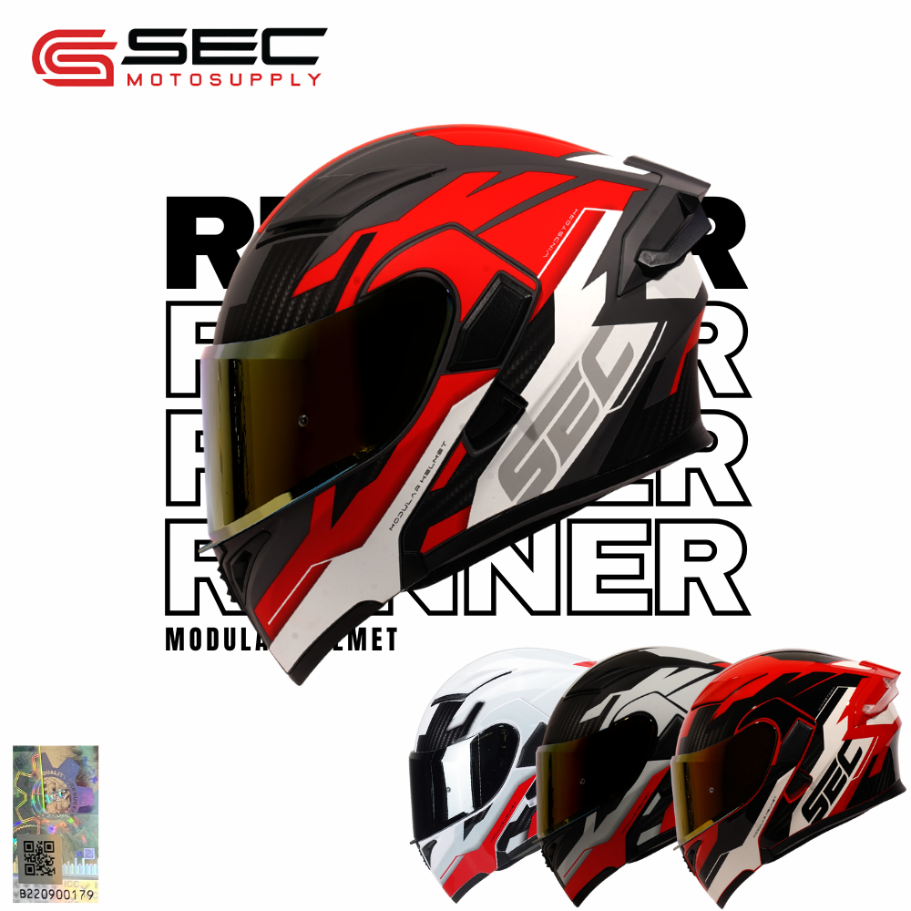 SEC Modular Helmet for Motorcycle Whirlwind - Runner (Gloss/Matte) (M ...