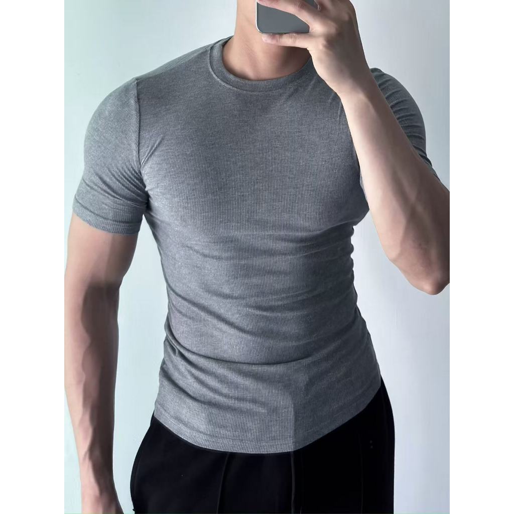 Fitted Tshirt Knitted Plain Unisex Stretchable Good Quality Gym Attire ...