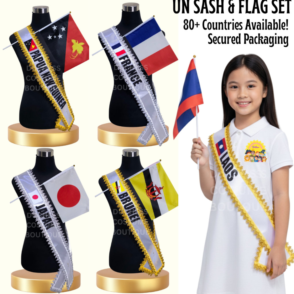 UN SASH & FLAG Set for Kids 80+ Countries Available + Secured Packaging ...
