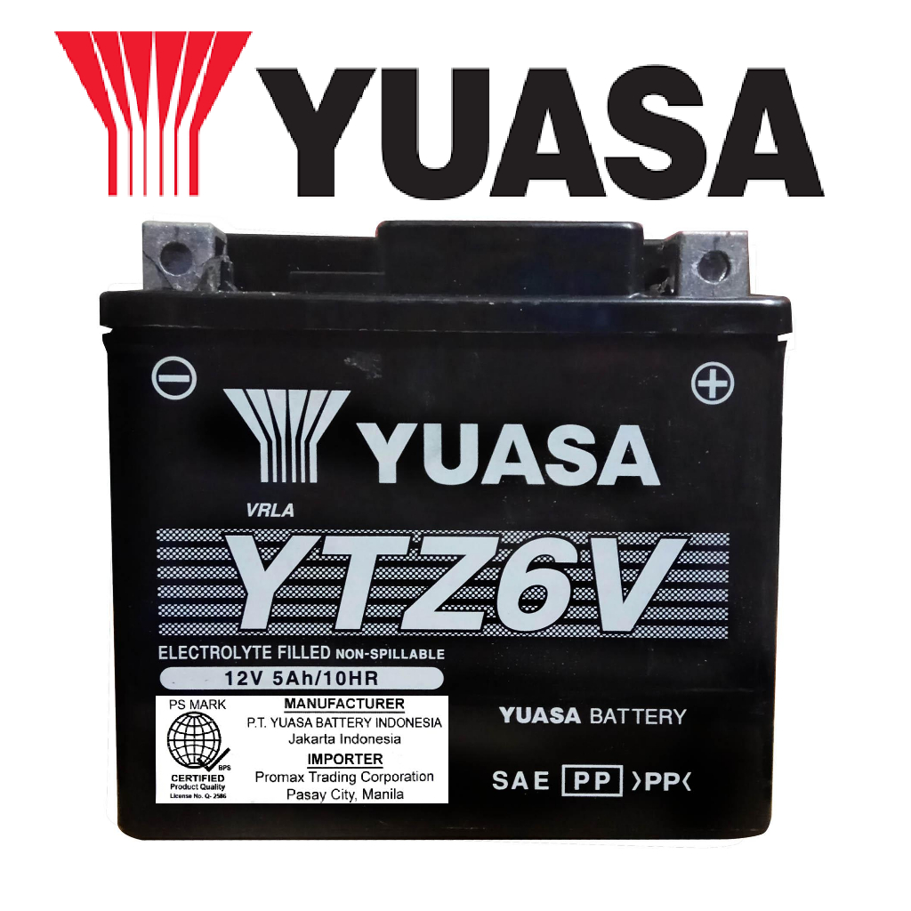 YUASA YTZ6V 6V (GTZ6V) MOTORCYCLE BATTERY for PCX ADV NMAX CLICK AEROX ...