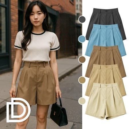 Casual Plain Garterize Mid Waist Style Comfortable Trouser Short for ...