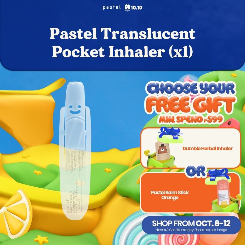 PASTEL Translucent Pocket Inhaler (1.5ml) [Menthol, Eucalyptus, Relieve ...