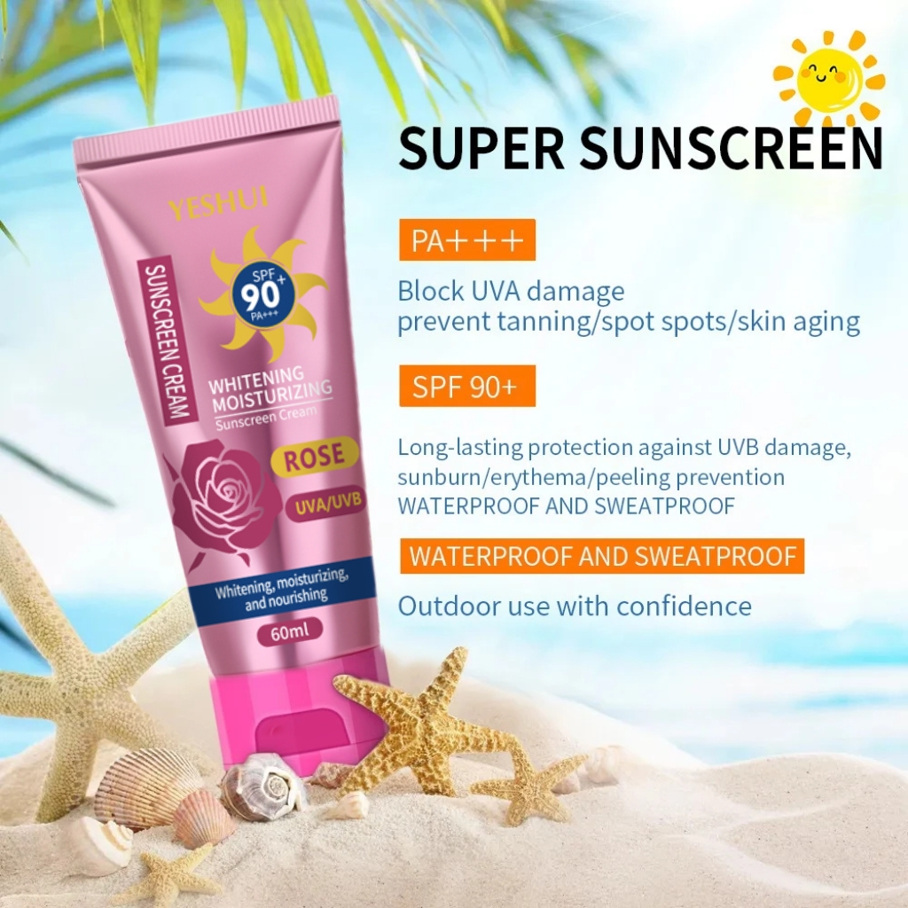 Original Rose SPF90+ PA+++ Sunscreen Cream High Protection UV+ KISS Whitening Tinted Sunblock ...