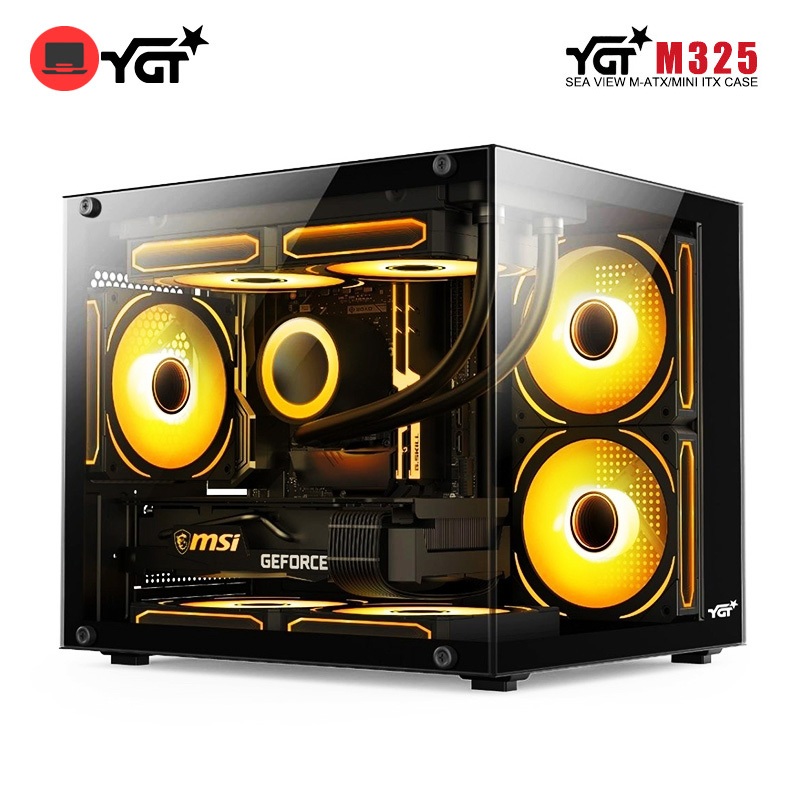 YGT Black/White Gaming Pc Case With Tempered Glass Seaview Place Cool ...