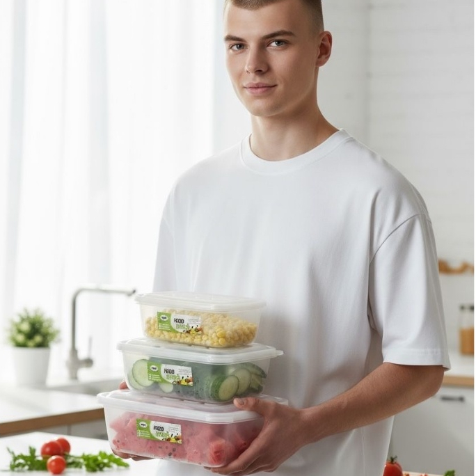3 pcs FUHO Food Keeper Available in Trans Colored Cover (600ml) (1100ml ...