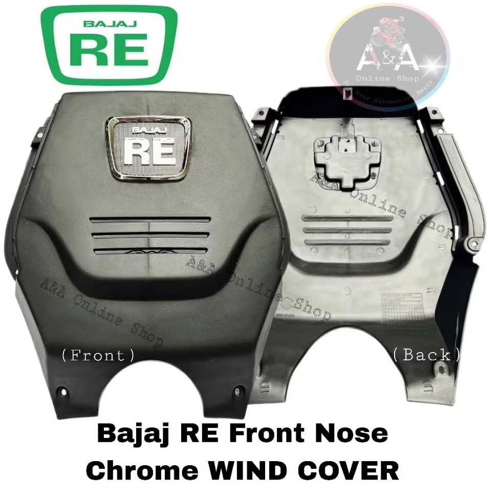 Bajaj RE Front Nose Chrome WIND COVER Black (stock fit) | Shopee ...