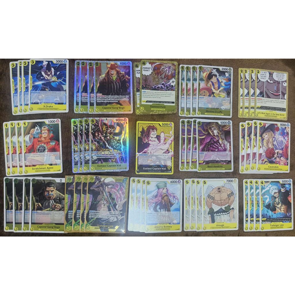 One Piece TCG FULL ENGLISH READY DECK OP10 YELLOW EUSTASS CAPTAIN KID ...