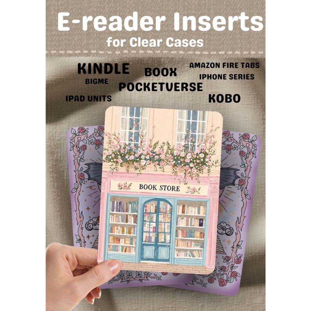 Kindle Insert & Kobo Insert - PINK FLORAL BOOK STORE - PM for other E ...