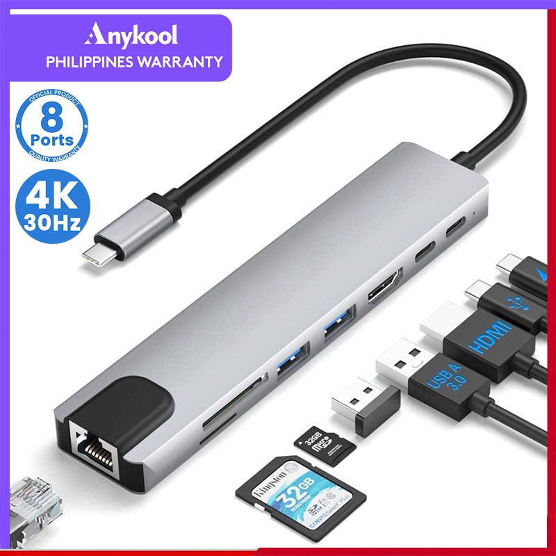 Anykool USB C Hub With 4K HDMI UHD Video 8 In 1 Type C OTG Hub Multi ...