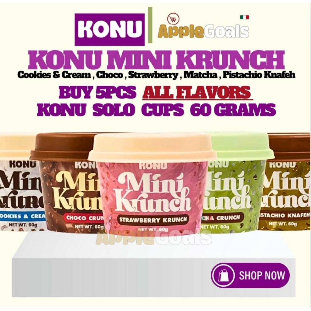 KONU MINI KRUNCH 60 GRAMS ALL FLAVORS Cookies & Cream Choco Strawberry ...