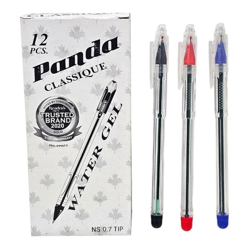12pcs in 1 box Panda Ballpen PANDA WATER GEL Blue Red Black | Shopee ...