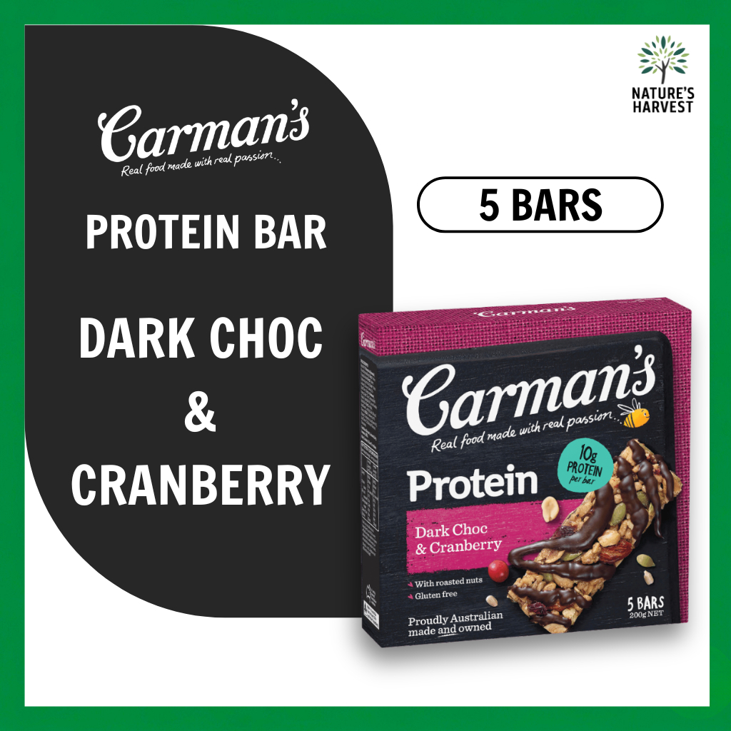 CARMAN'S Dark Choc & Cranberry Protein Bar - 5 Bars (200g) | Shopee ...