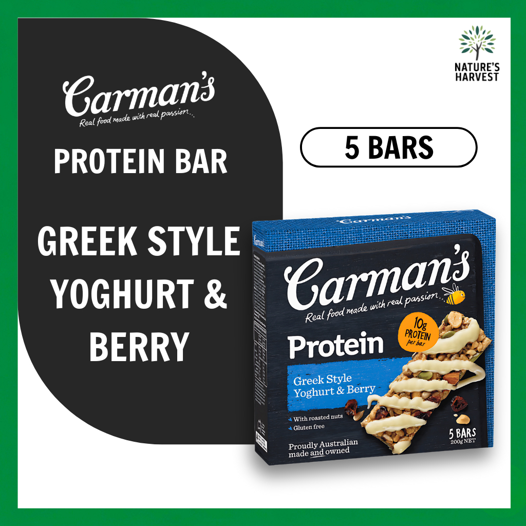 CARMAN'S Greek Style Yoghurt and Berry Protein Bar - 5 Bars (200g ...