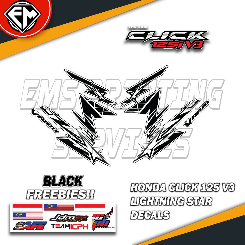 HONDA CLICK V3 LIGHTNING STAR DECALS | Shopee Philippines