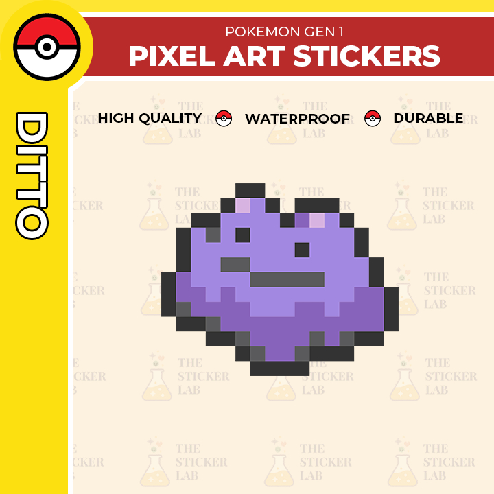 The Sticker Lab - Pokemon Pixel Stickers - #0132 DITTO (High Quality ...