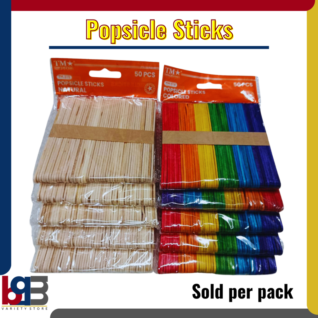 Popsicle Sticks- Colored and Natural (Sold per pack) (50 pieces per ...