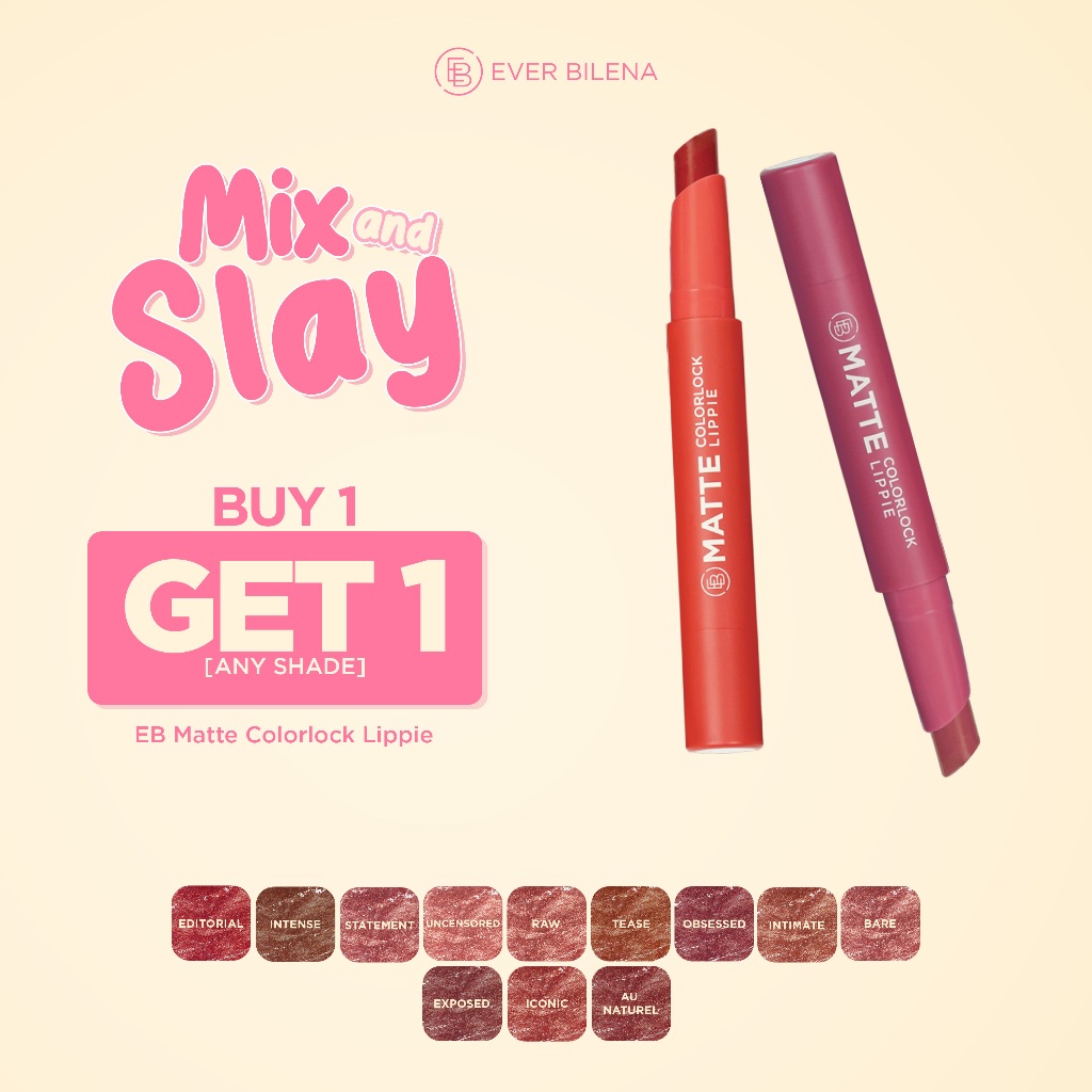 Buy 1, Get 1 - EB Matte Colorlock Lippie 2.2g [ANY SHADE] | Shopee ...