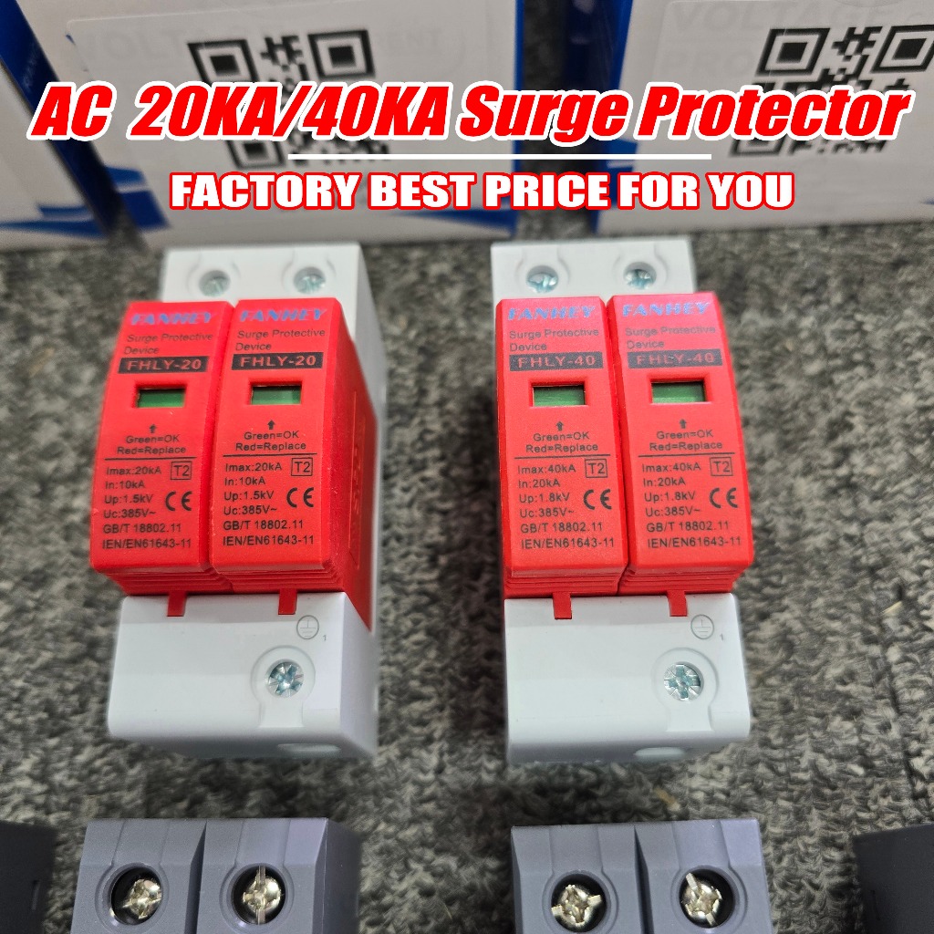 AC SPD 2P 20KA 40KA 385V Surge Protector Device Low-Voltage Arrester ...