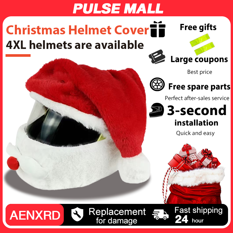 Christmas Helmet Cover Plush Helmet Cover Stylish Santa Claus Full-Face ...