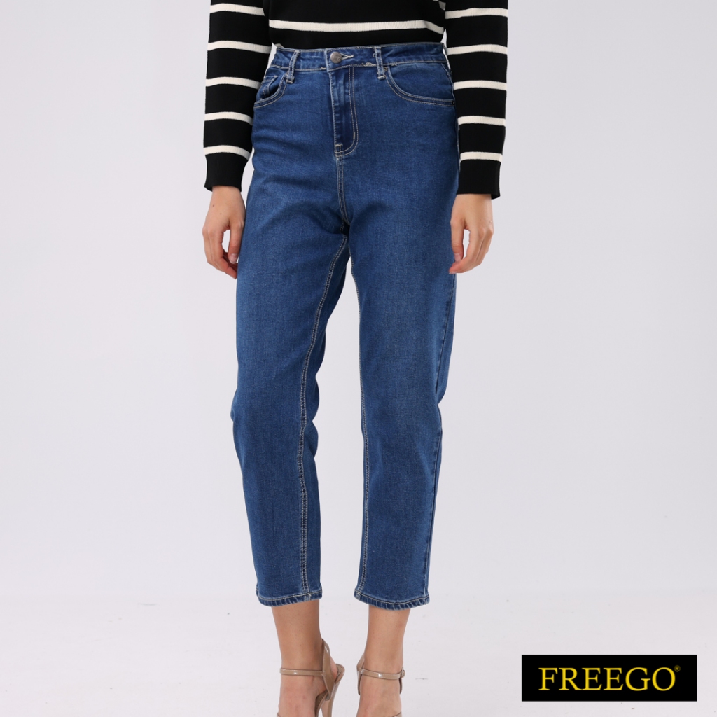 Freego Ladies Denim Lp Mom Jeans High Waist ASB45-0009 | Shopee Philippines