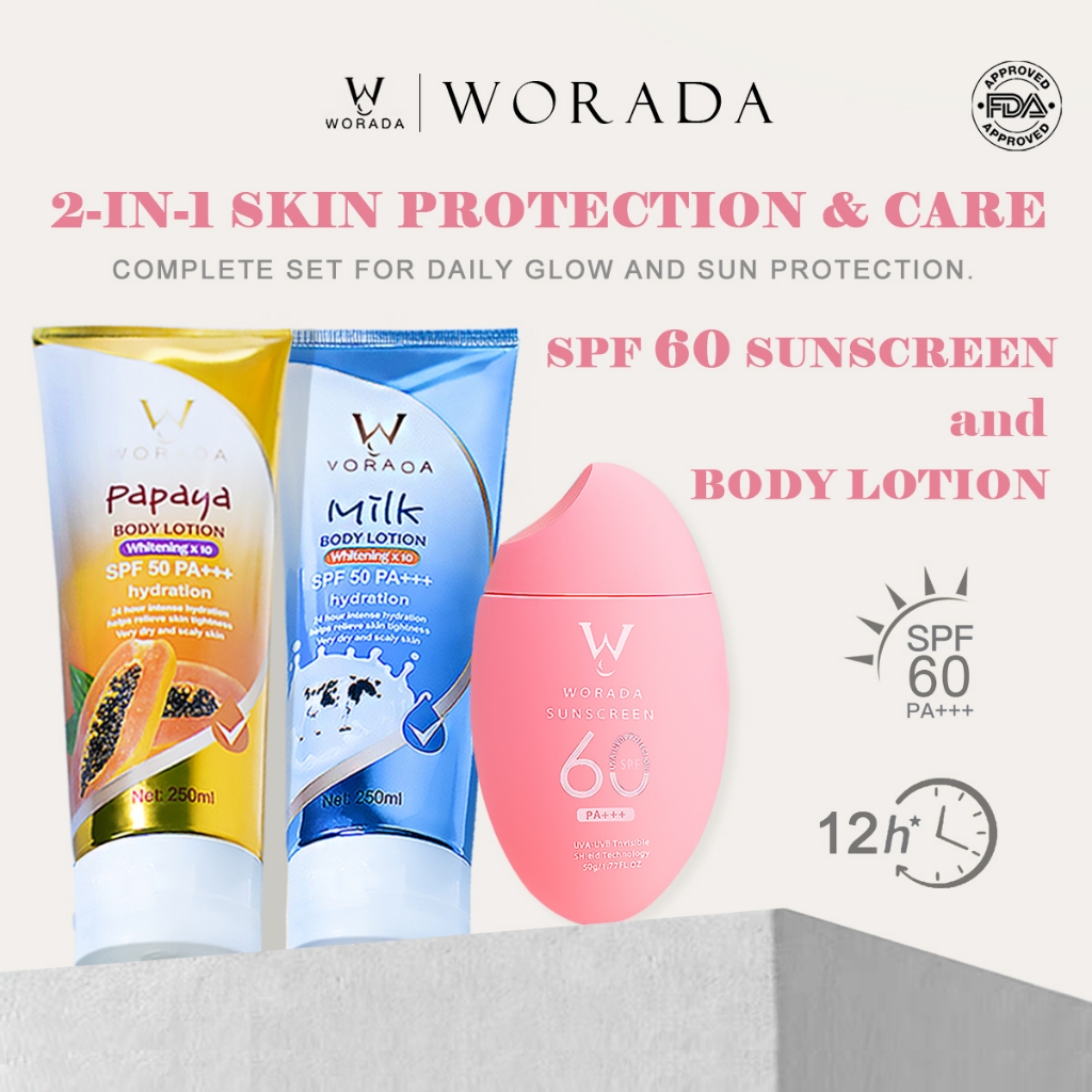 WORADA SPF60 Sunscreen + Body Lotion Set | Whitening & Moisturizing丨 ...