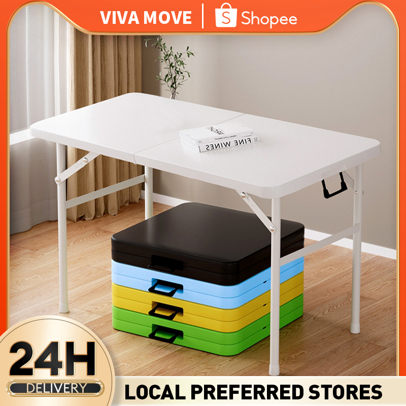 Desk Heavy Duty Folding Table Plastic 6/4FT Outdoor Indoor Foldable ...