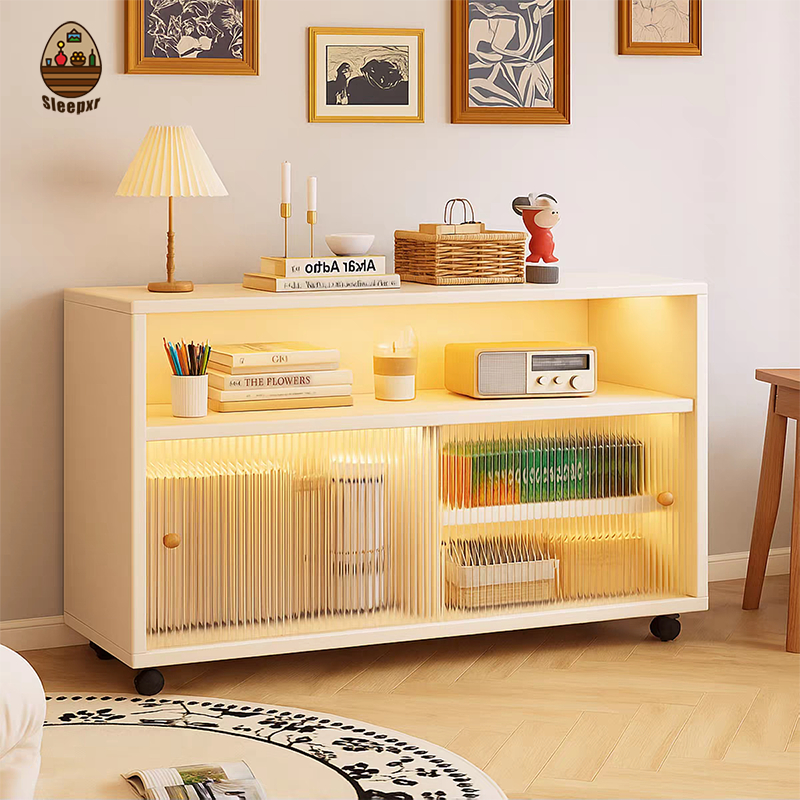 【Wheel】90CM Modern Storage Cabinet Sideboard Office Movable Under-Desk ...