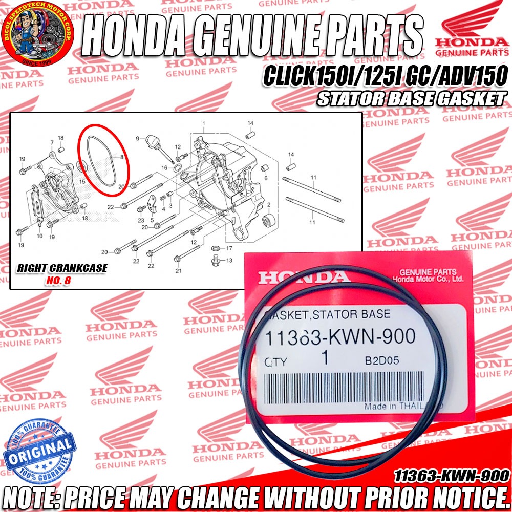 CLICK 125i /150i V1/V2/ADV/PCX 150 STATOR BASE GASKET (HPI) (GENUINE ...
