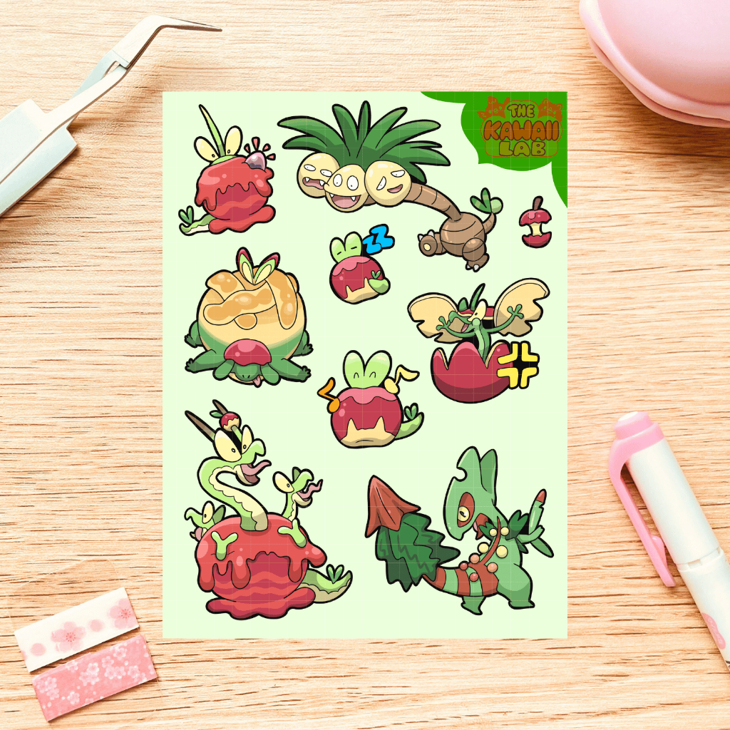 Pokemon Dragon Grass Types | Pokemon Sticker Sheet | Cute Laptop ...