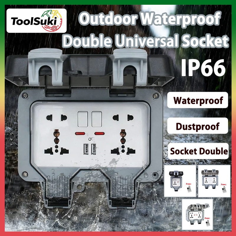 Outdoor Waterproof Sockets IP66 Universal Wall Socket Switched Outlet ...