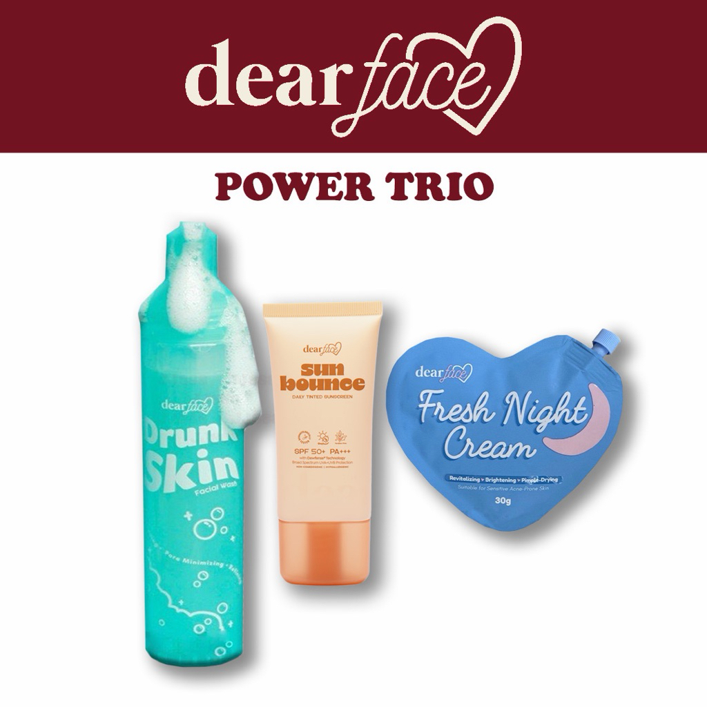 BEST TRIO Dear Face Drunk Skin, Fresh Night and Sunblock | Shopee ...