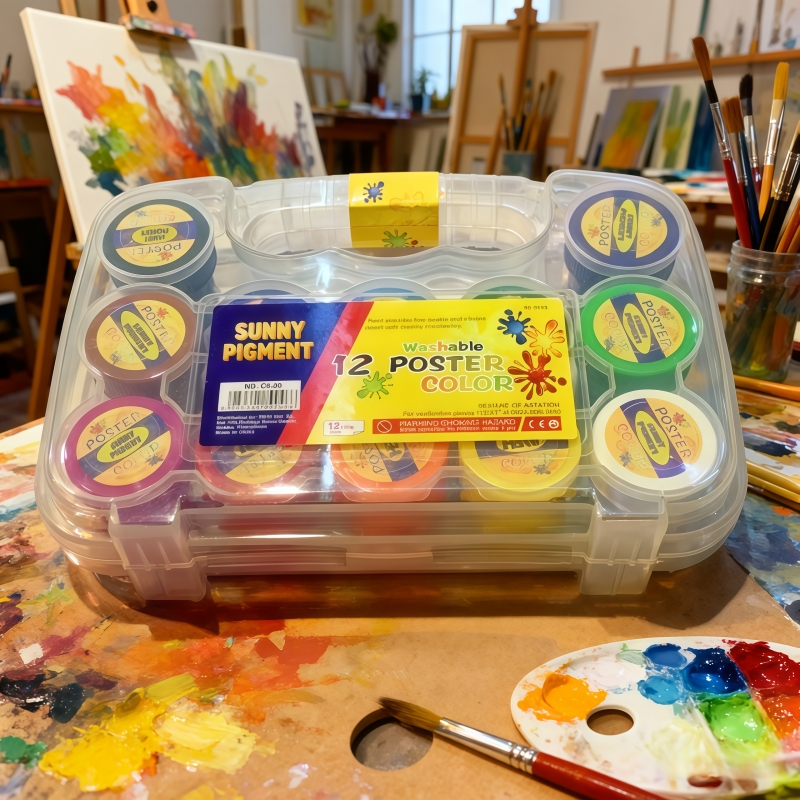 school art 12 COLOR HBW POSTER PAINT W/ handle | Shopee Philippines