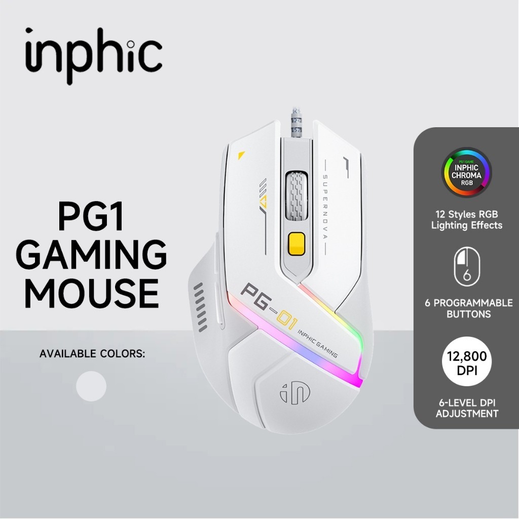 Inphic PG1 Gaming Wired Mouse 12800dpi 1000Hz Hardware Macro ...