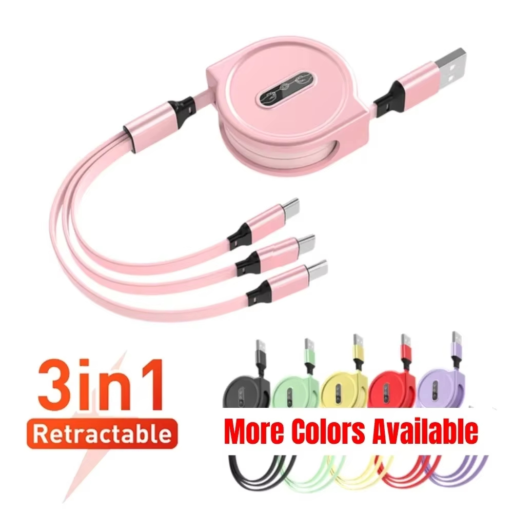 1.1M Retractable Charger 3 In 1 Fast Charger For Android Cord Charger ...