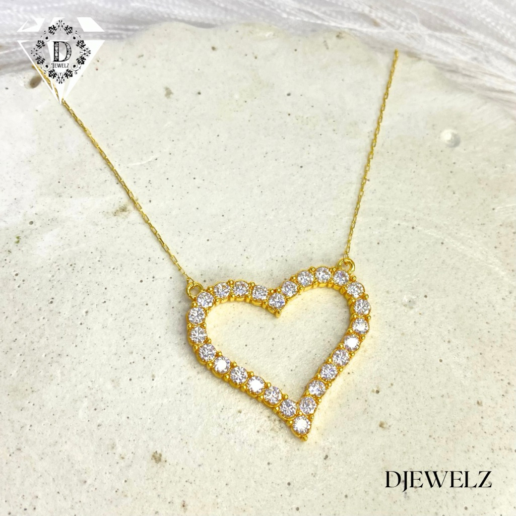 18K Moissanite Heart 26mm Centered Necklace 18" | Shopee Philippines