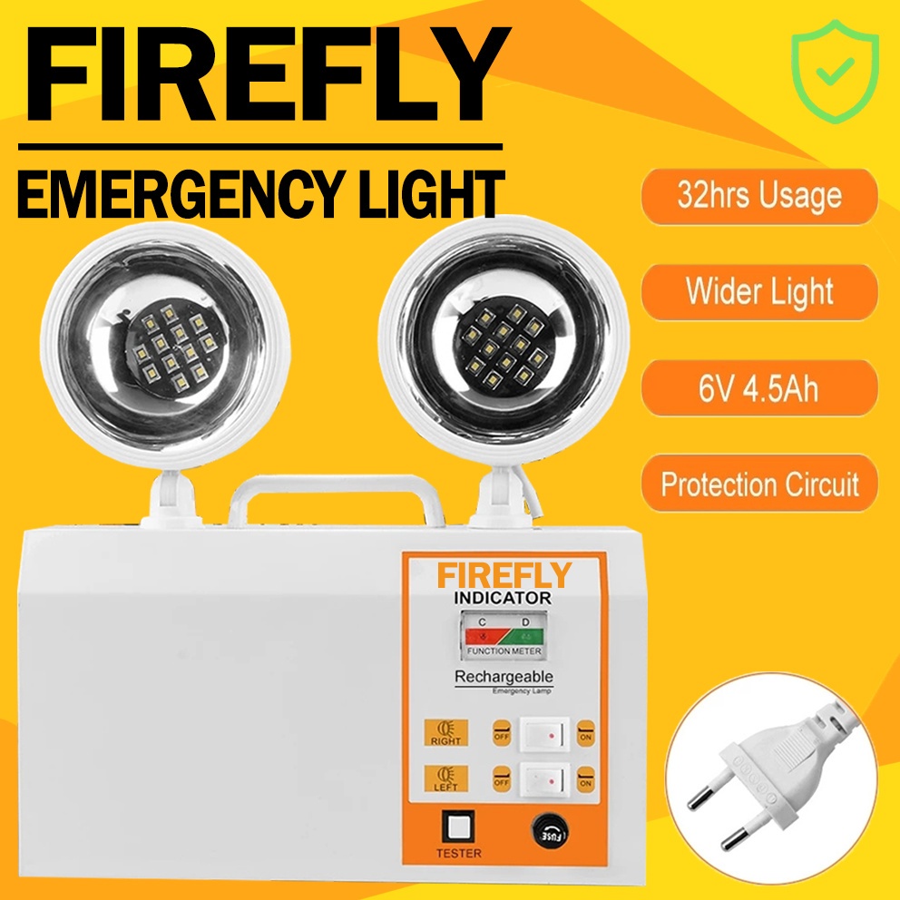 FIREFLY Emergency light Double Head Rechargeable Twin Head Automatic ...