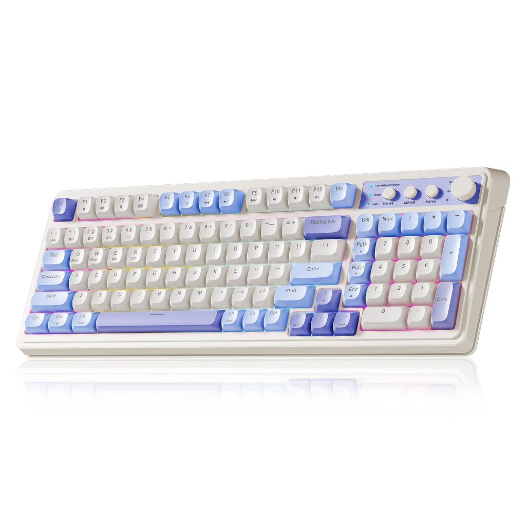 99 Key Keyboard, Tri-Mode Bluetooth/2.4GHz/USB-C Cute Creamy Gaming ...