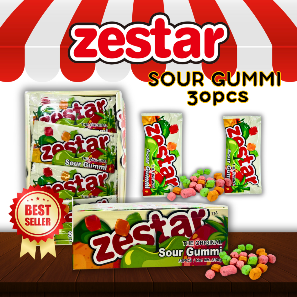 Zestar Sour Gummi Fruity Candy 30pcs per box for Snack Bonbon Treats ...