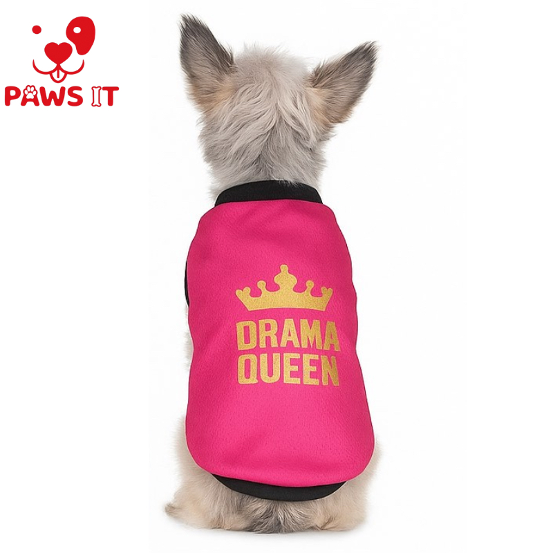 Paws It Dog Cat Clothes Drama Queen Fuchsia Pink Dog Sando Pet Shirts ...
