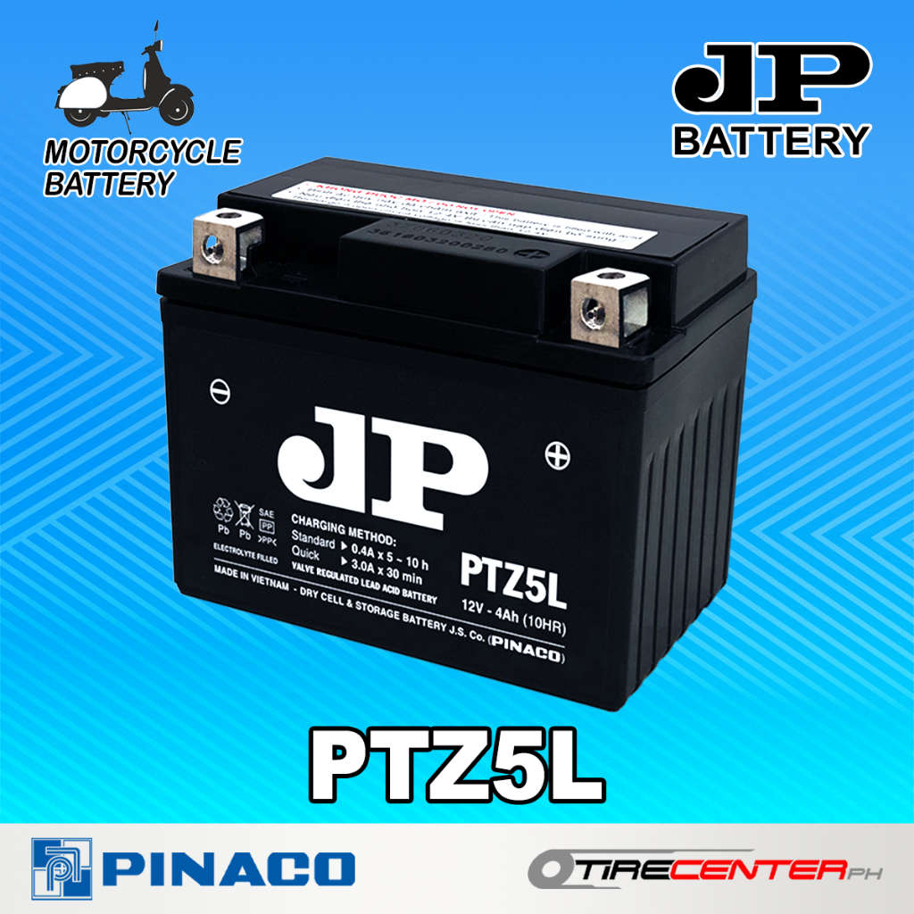 PINACO JP 5L VRLA Motorcycle Battery, 12V 4Ah, 113x70x85mm, Fits Beat ...
