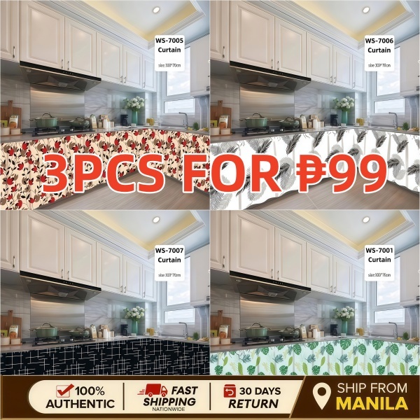 3PCS For 99 Kitchen Kurtina Size 100x70cm Curtains Kurtina Pang Lababo ...