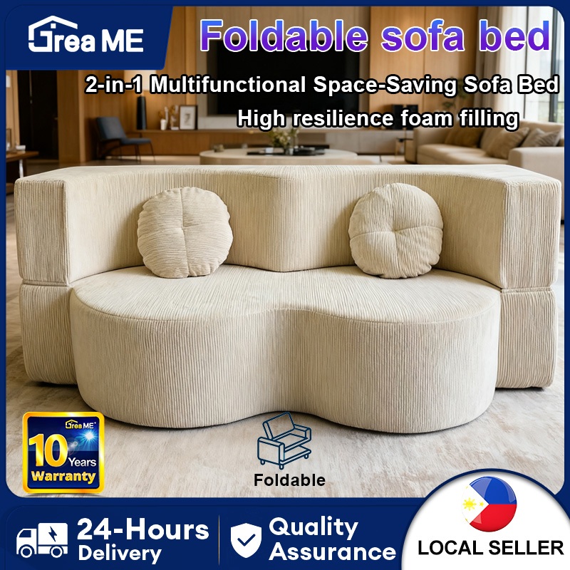 DreaME Foldable Compressed Sofa Bed High Resilience Foam Filling Velour ...