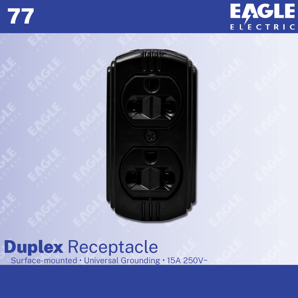 EAGLE 77 Universal Grounding Surface-mounted Duplex Receptacle 15A 250V ...