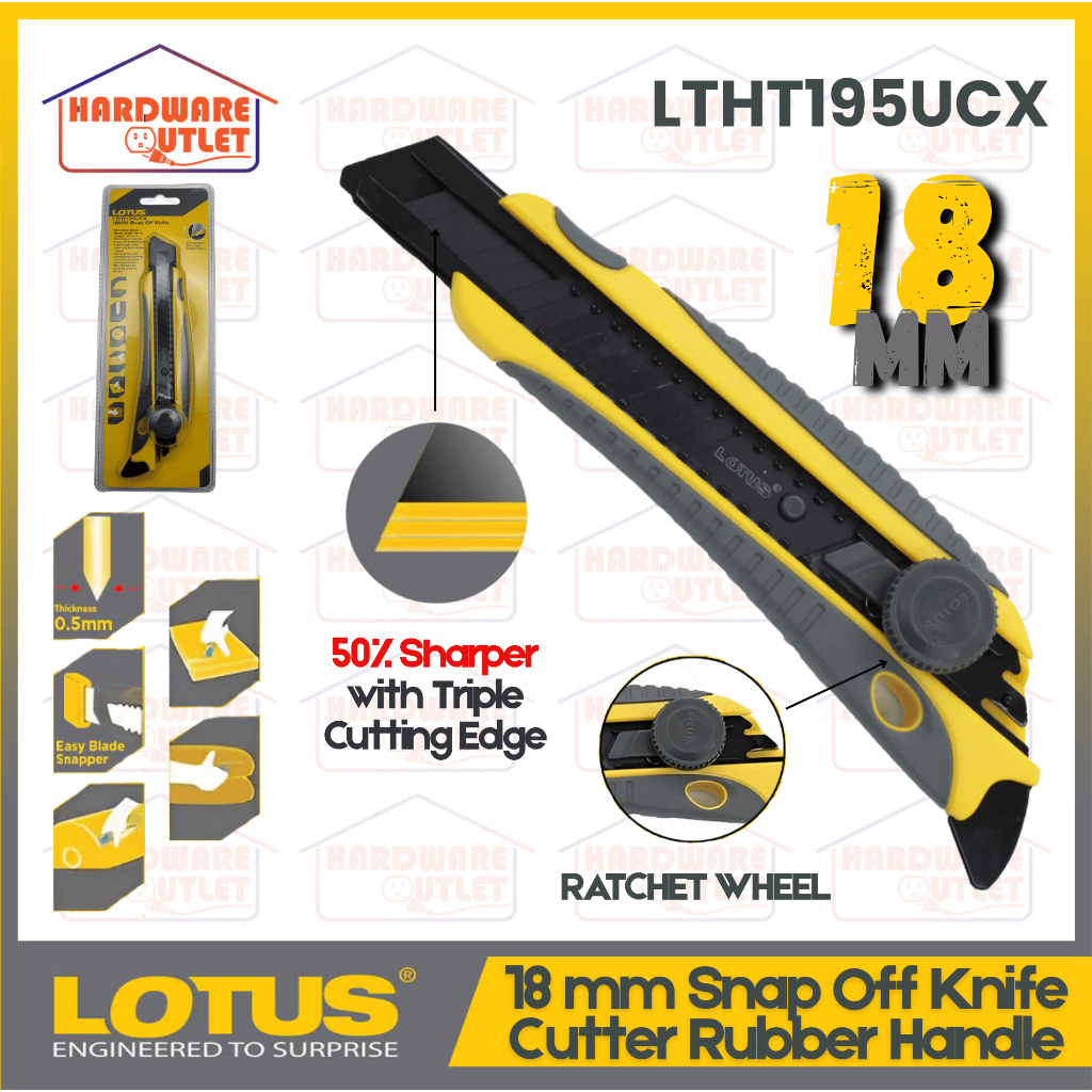 Lotus 18 mm Snap Off Knife Cutter Rubber Handle LTHT195UCX | Shopee ...